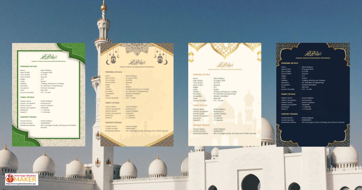 Muslim Marriage Biodata Templates – Free PDF Download